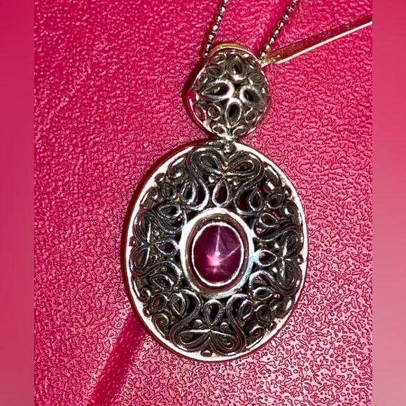 Artisan Crafted | Jewelry | Indian Star Ruby Pendant Chain 2 925 Silver ...